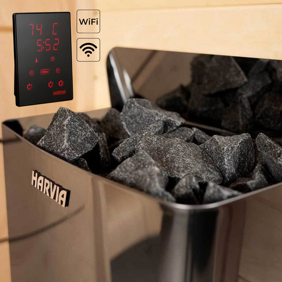 Harvia The Wall SW E Electric Heater - Black Steel